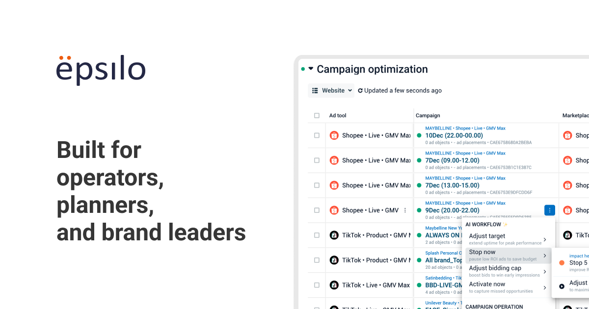 Unified workspace for retail media teams – Epsilo